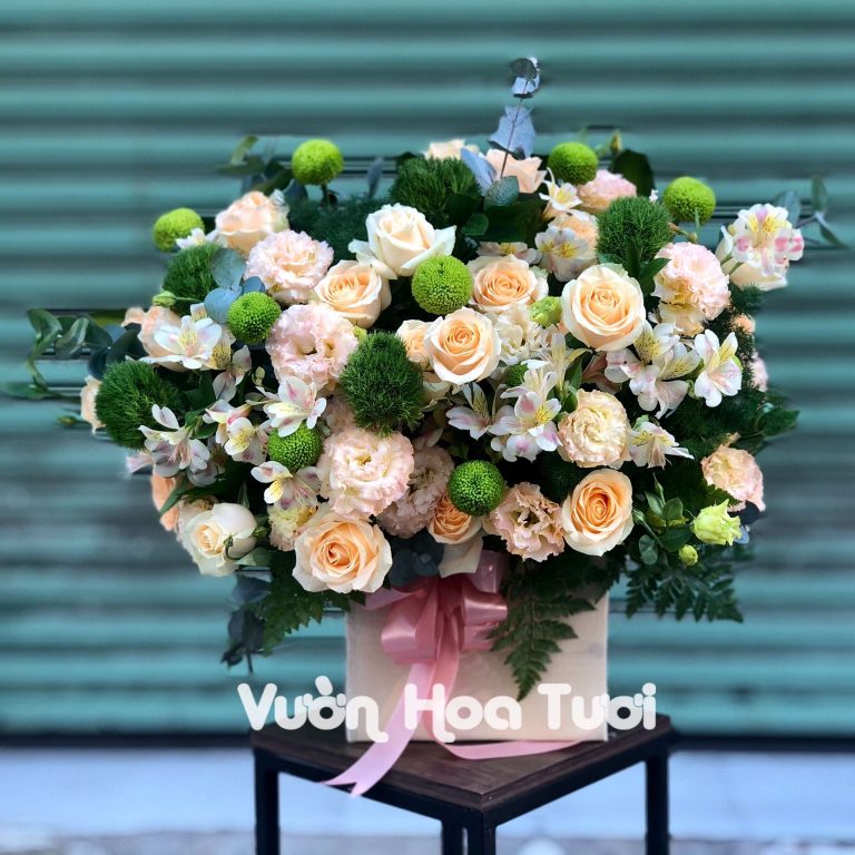 Lẵng Hoa Hồng Trứng Green Wicky Sinh Nhật Vui Vẻ