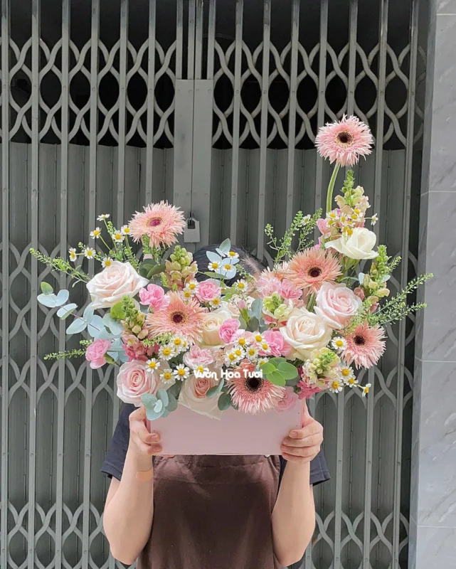 Giỏ Hoa Tươi Pink Serenity
